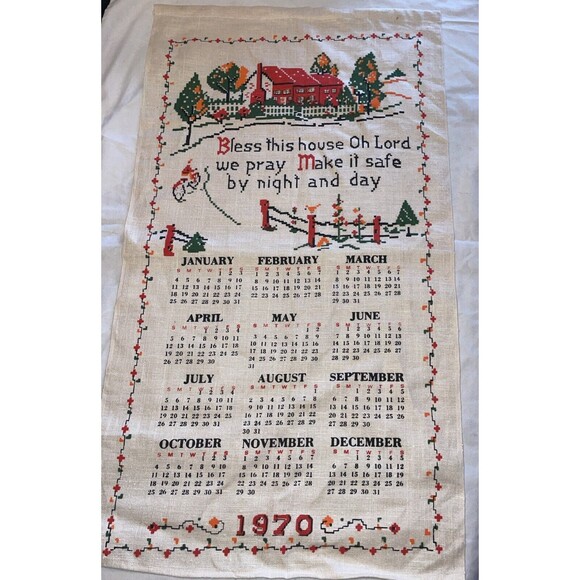 Unbranded | Other | Vtg 97 Bless This House Linen Cloth Kitchen ...